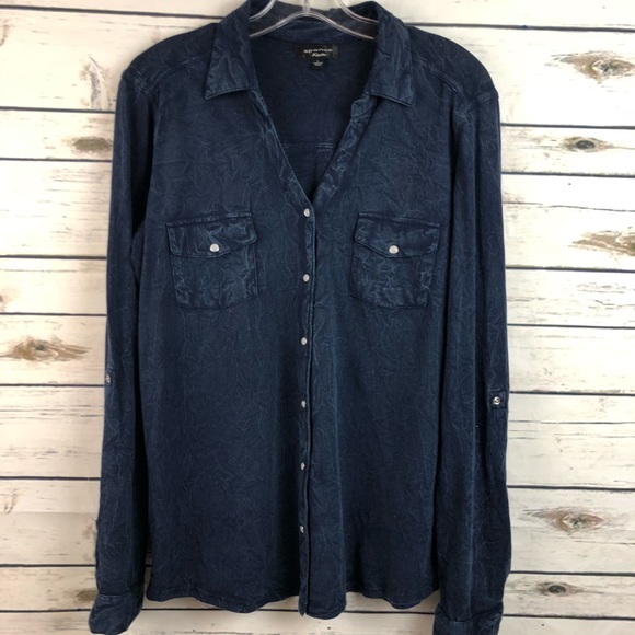 Spense | Tops | Spense Knits Ladies Large Distressed Denim Shirt | Poshmark